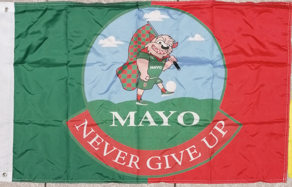 Mayo GAA flag.Never give up.3ft x 2ft. – Mayo Football Shop
