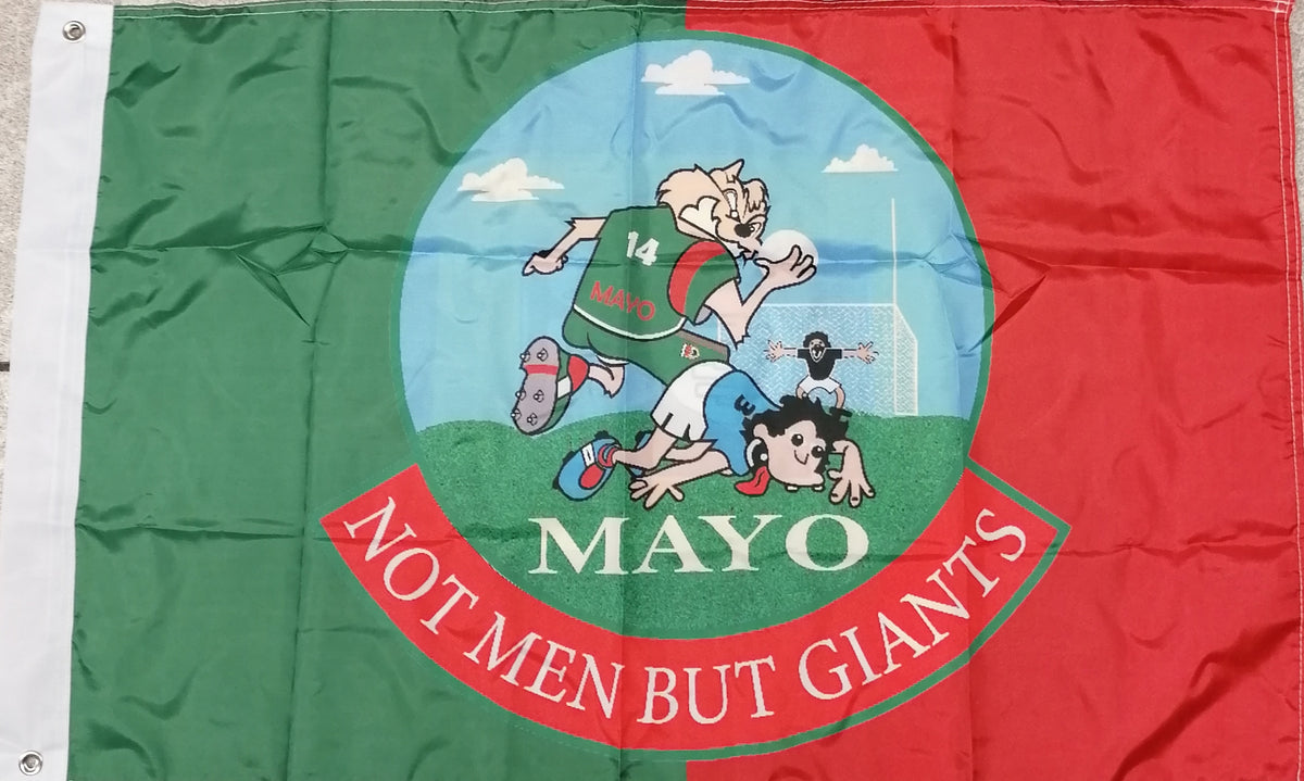 Mayo GAA flag. Not Men But Giants.3ft x 2ft. – Mayo Football Shop